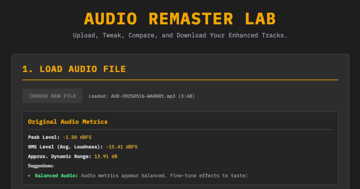 Audio Remastering Lab